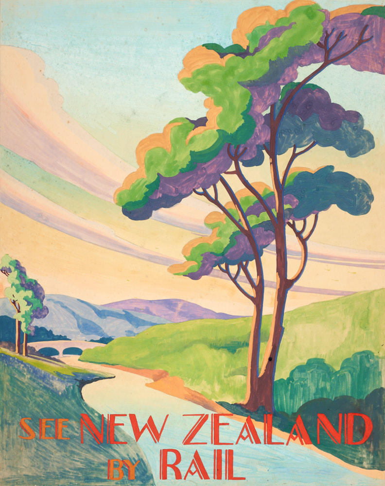 'See New Zealand By Rail' poster design - Te Manawa